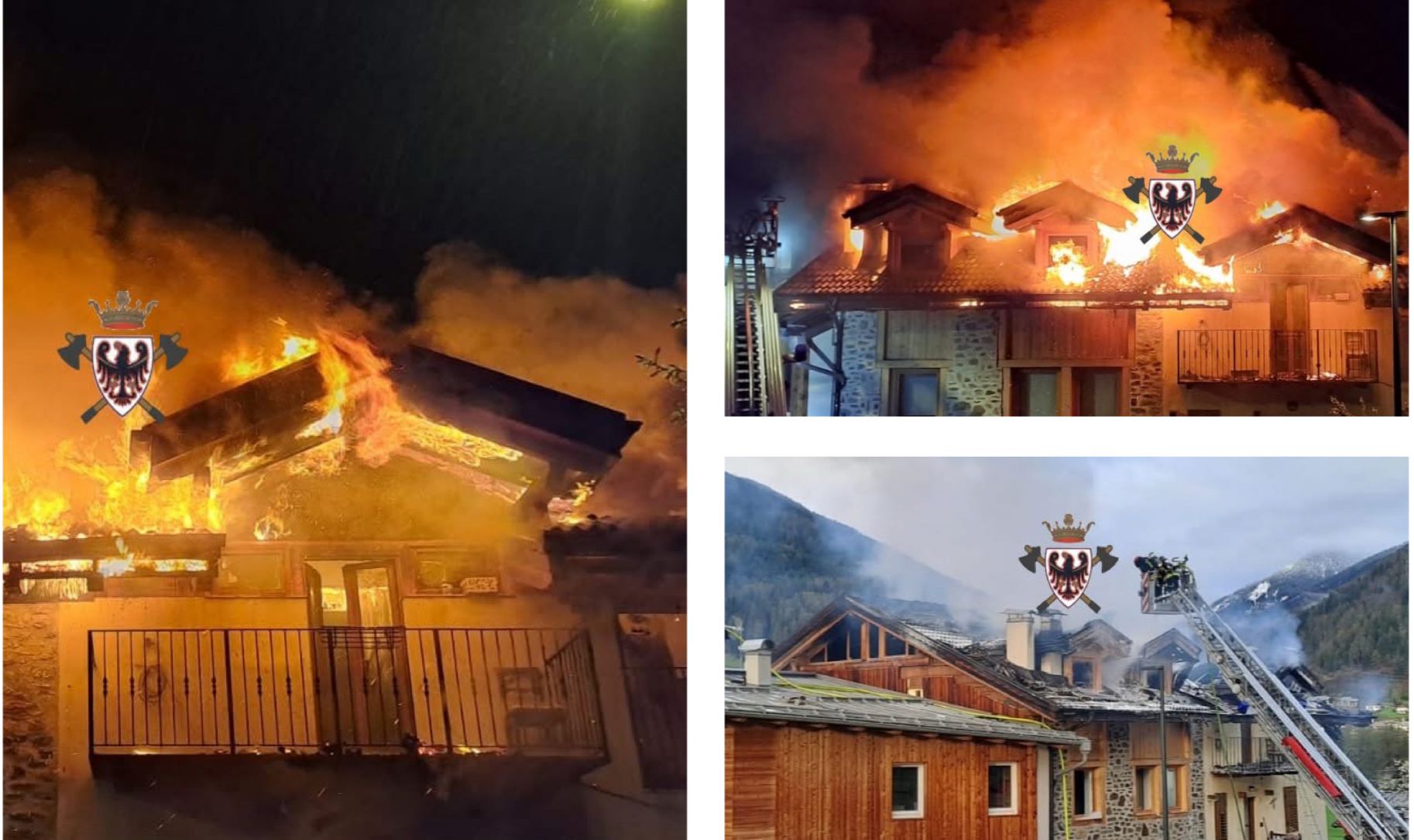 Ossana, furioso incendio nel centro storico di Cusiano: le fiamme ...